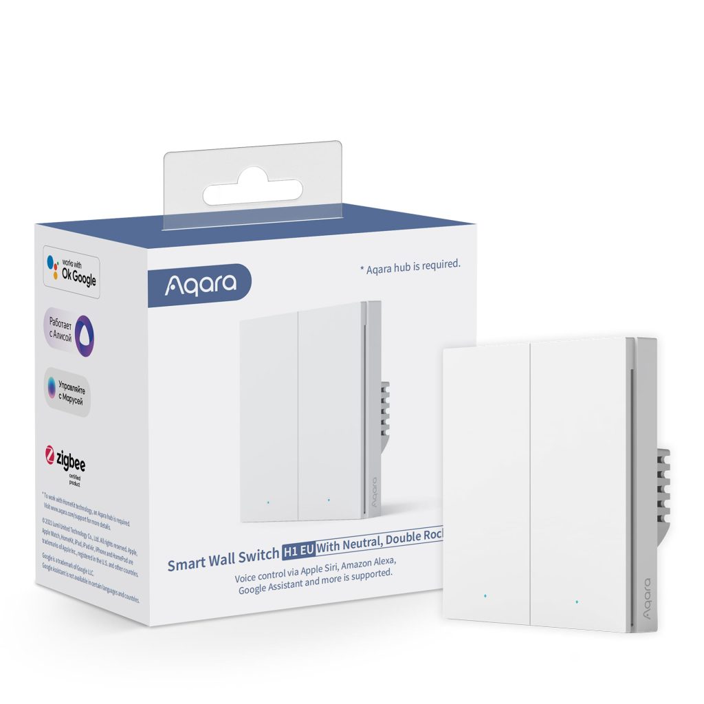 Aqara Smart Wall Switch H1 (With Neutral, Double Rocker) - Aqara UK Shop